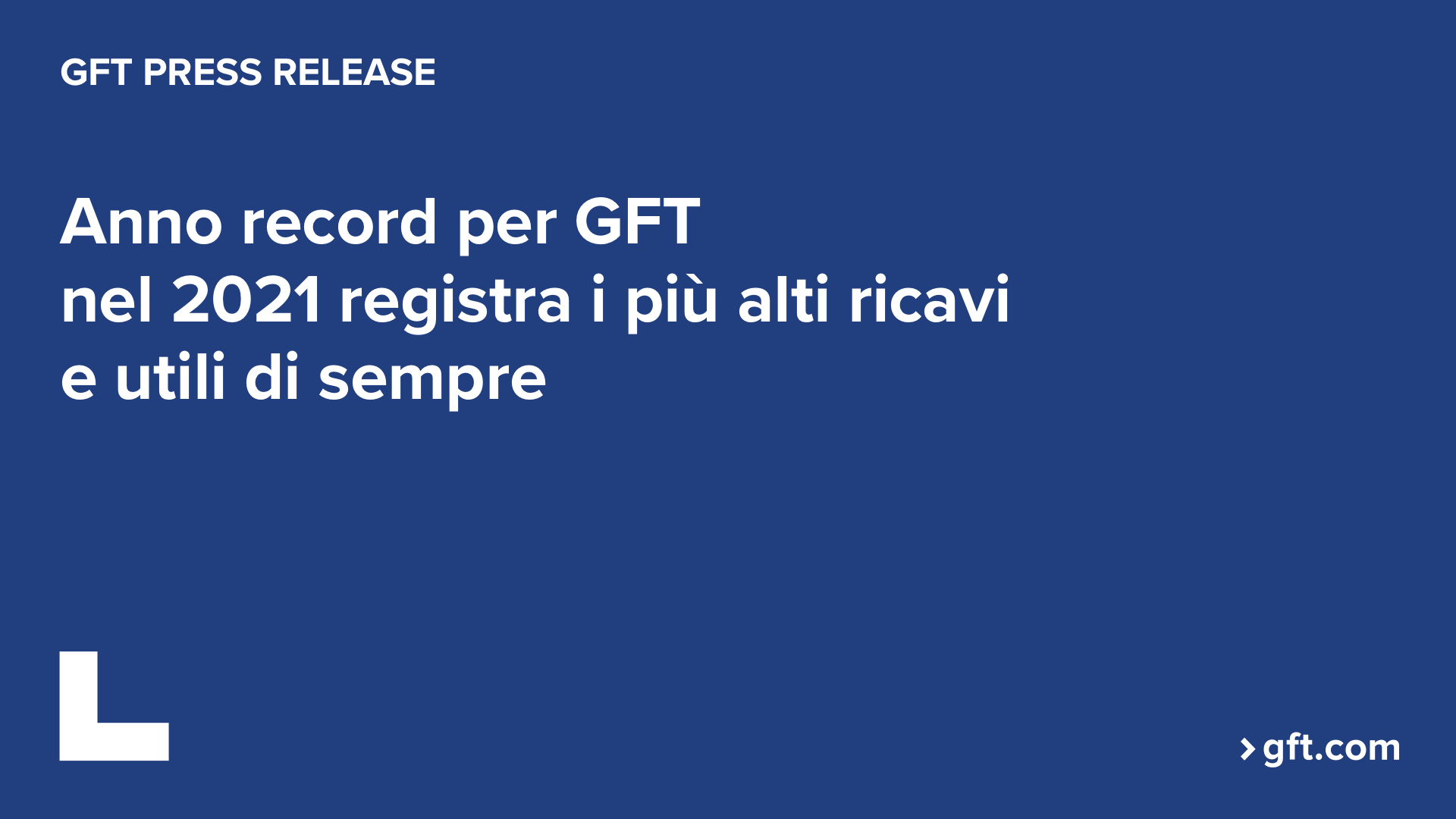 Anno record per GFT